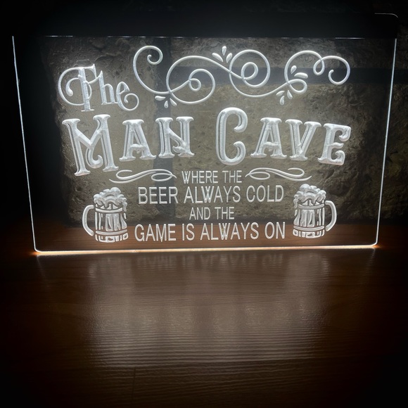 Other | Man Cave Led Neon White Light Sign 8x12 | Poshmark